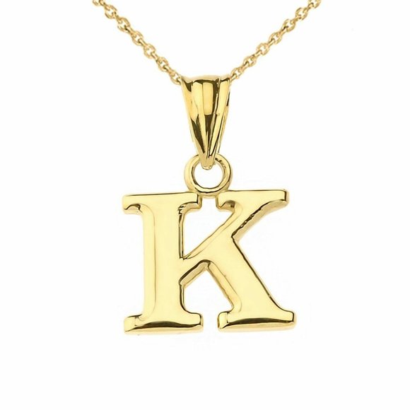 Element Shine | Jewelry | K Solid Gold Mini Small Initial Letter K ...